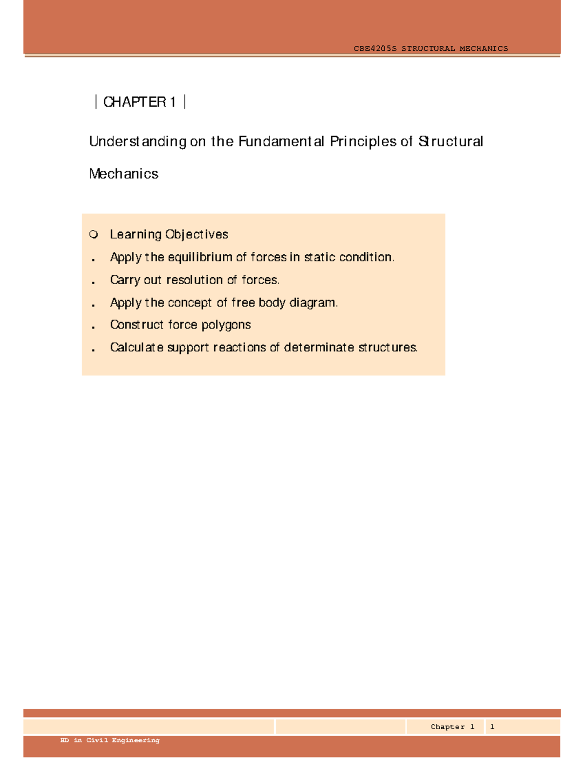 CH1 Principle of Statics - Chapter 1 1 │CHAPTER 1│ Understanding on the Fundamental Principles ...