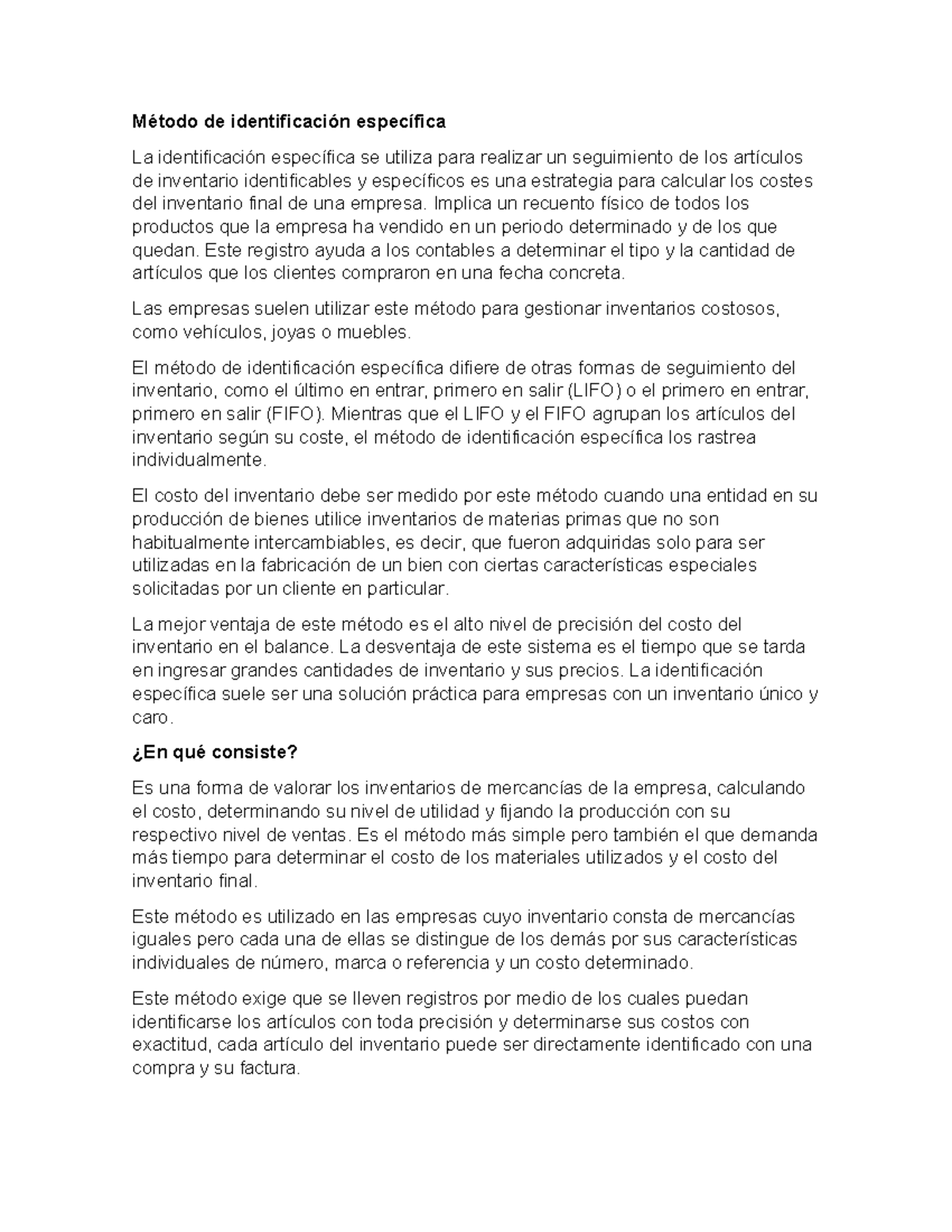 Método de identificación específica - Método de identificación ...
