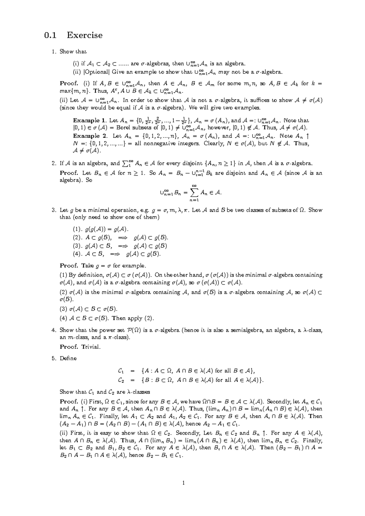 Advanced Probability Theory Solutions - 0 Exercise Show that (i) if A 1 ...
