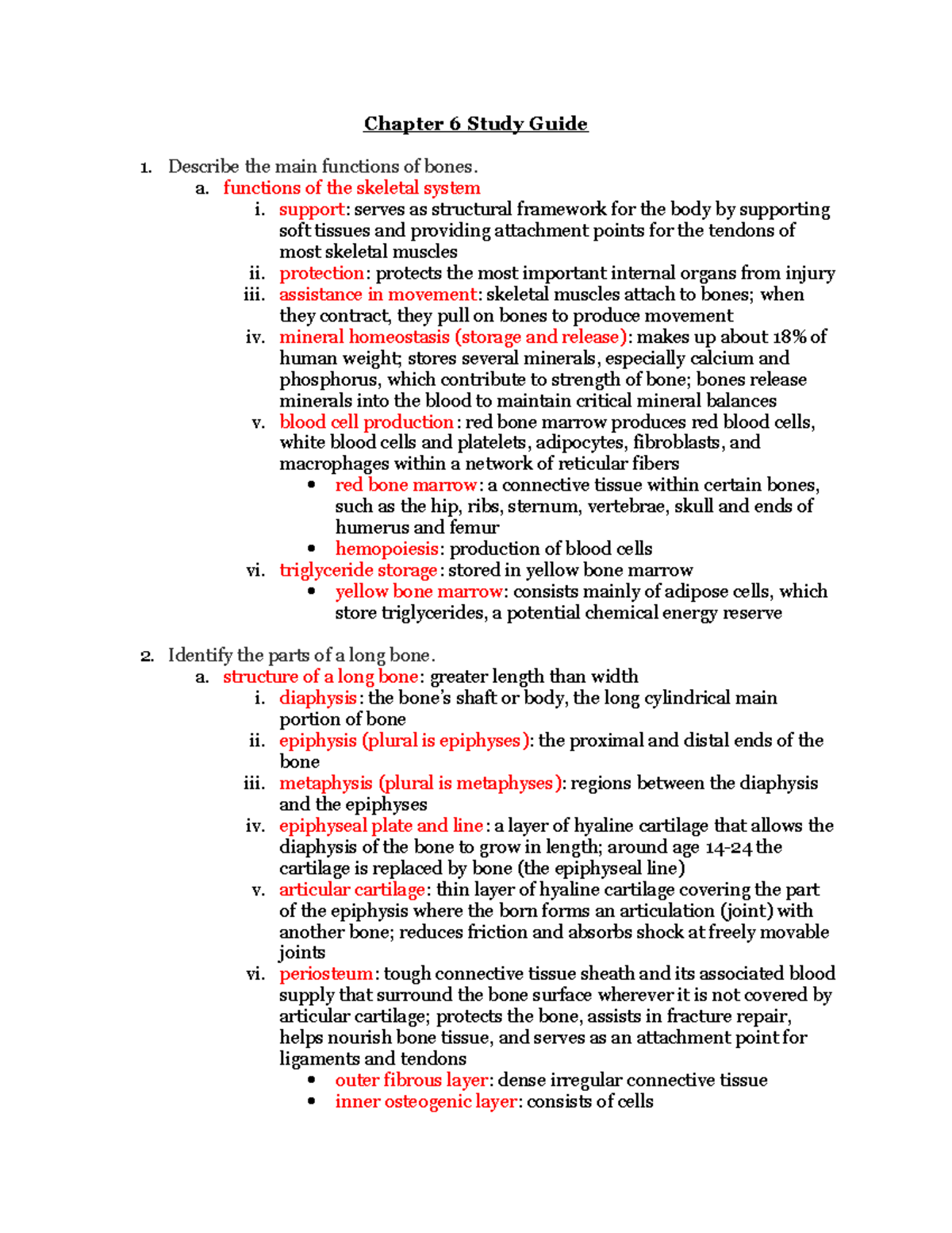 Chapter 6 Study Guide Chapter 6 Study Guide Describe The Main 