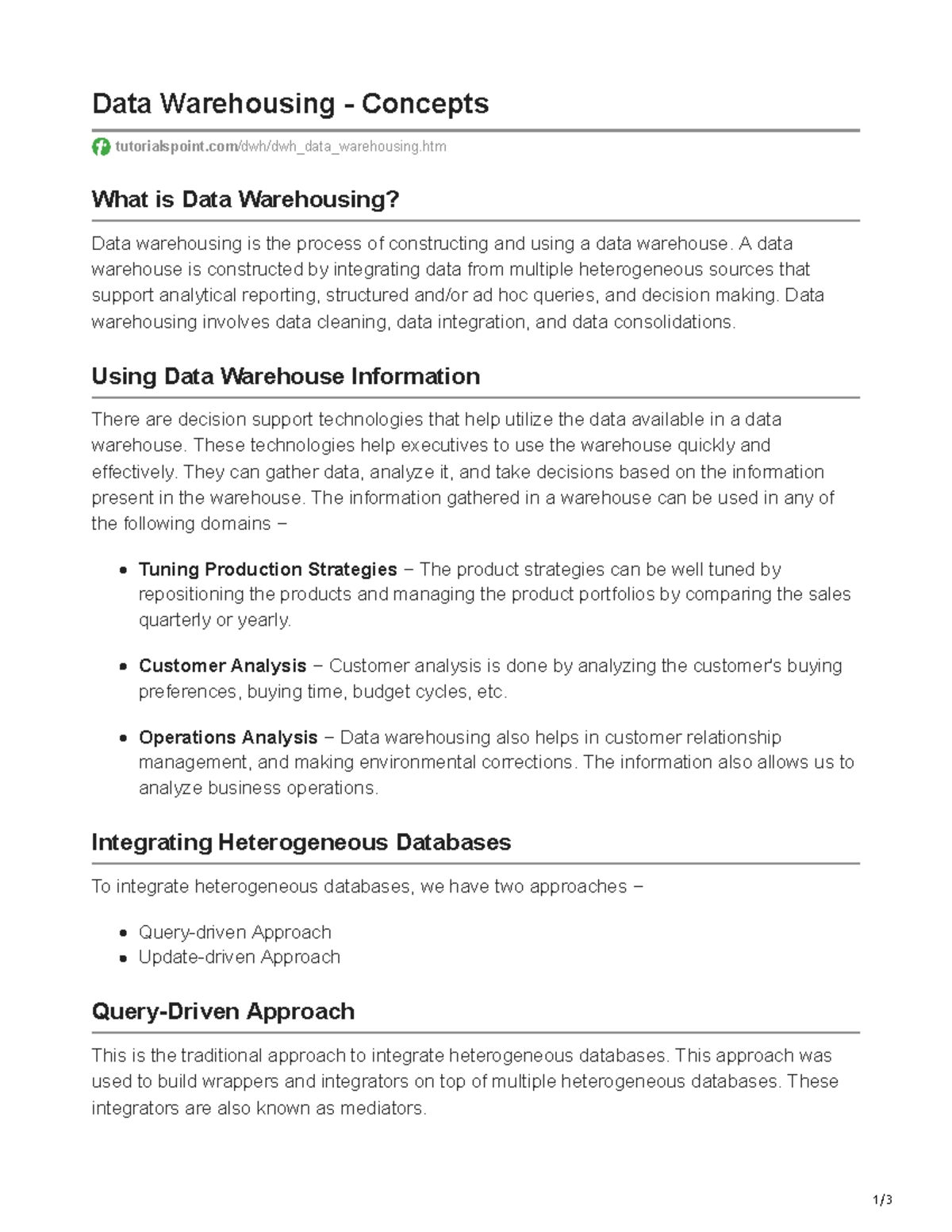 2 Data Warehousing - Concepts-1 - 1/ Data Warehousing - Concepts - Studocu