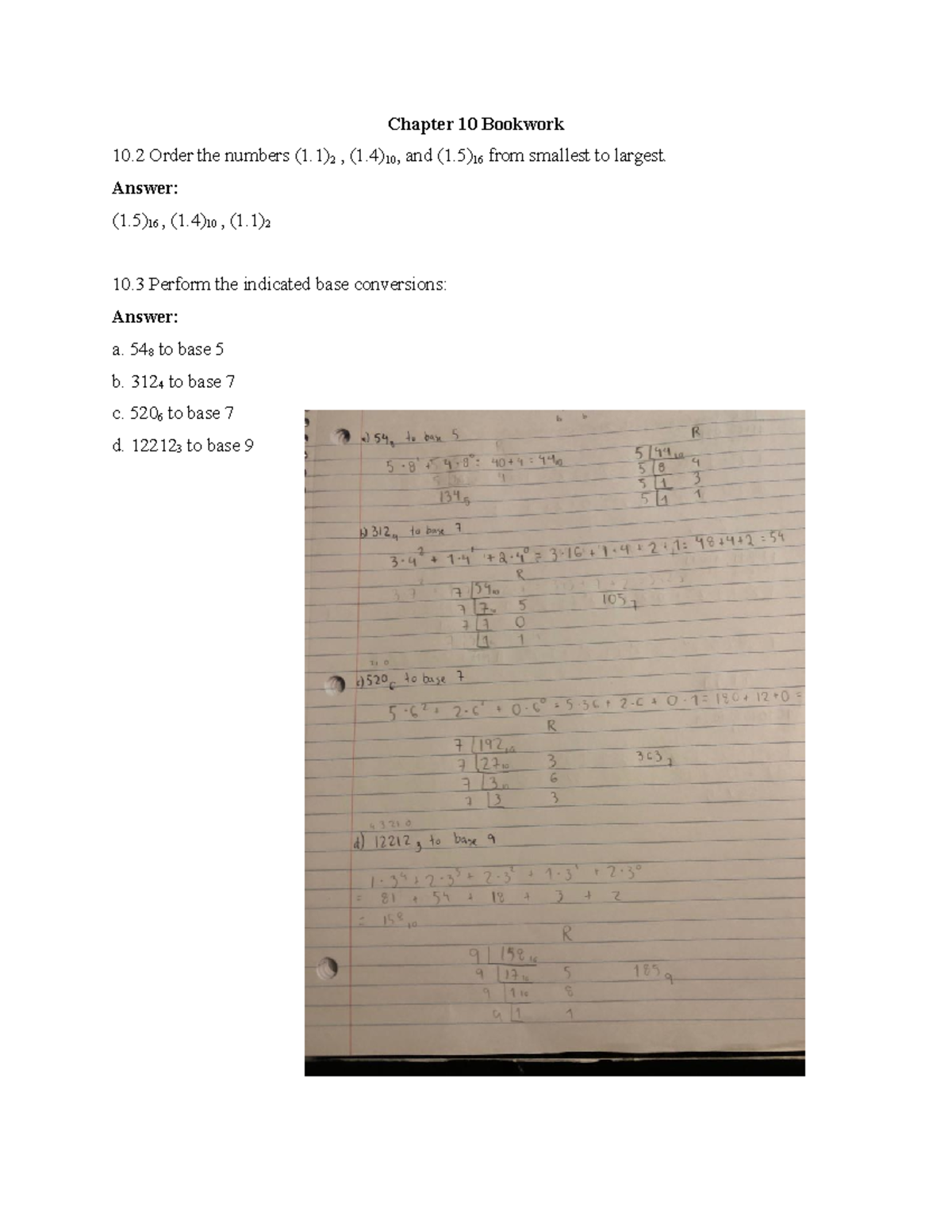 Chapter 10 Bookwork - Chapter 10 Bookwork 10 Order the numbers (1) 2 ...