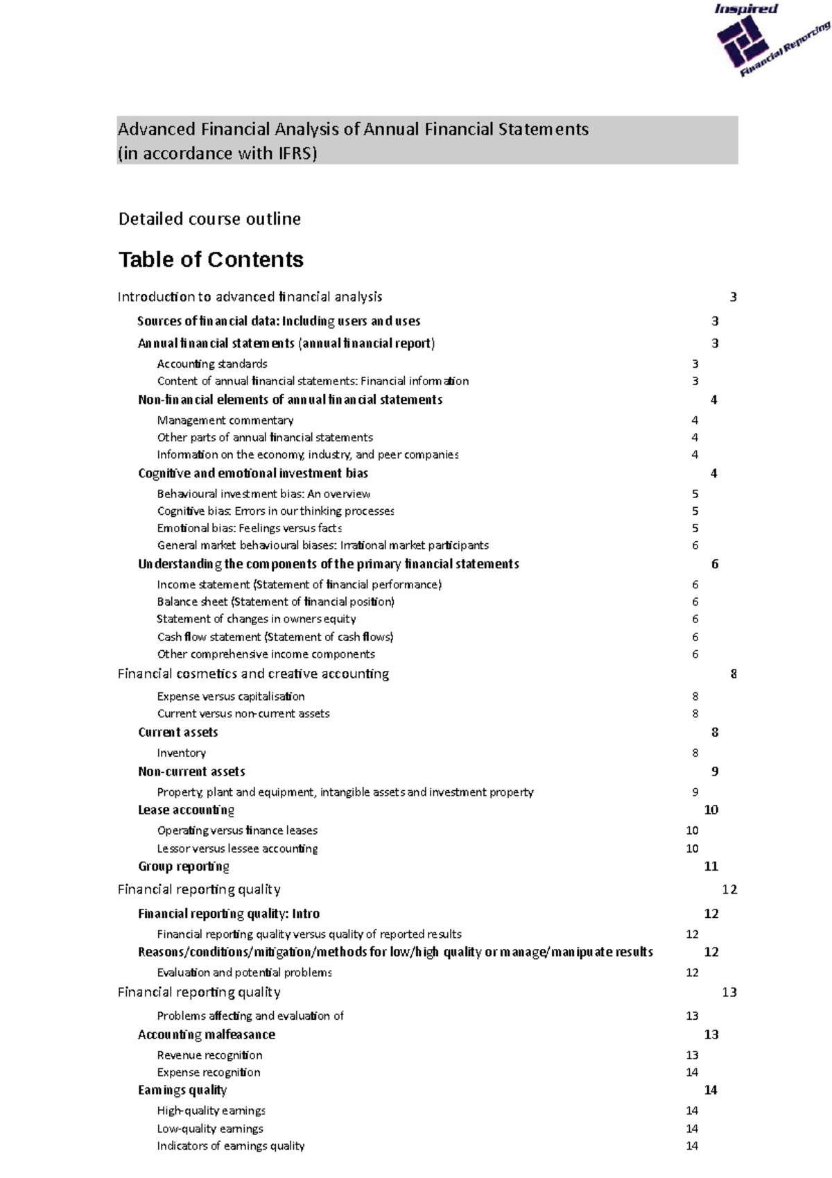 Advanced Financial Analysis C - Advanced Financial Analysis of Annual ...