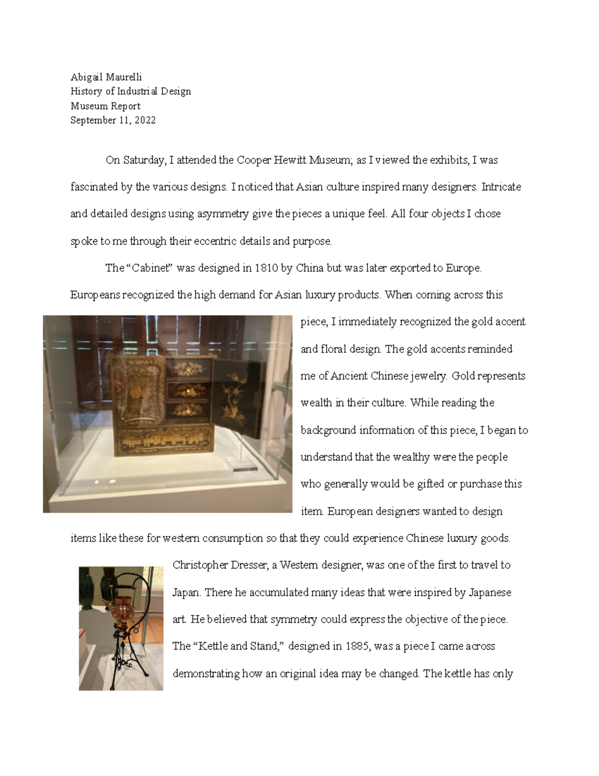 Museum Report 2 - Abigail Maurelli History of Industrial Design Museum ...