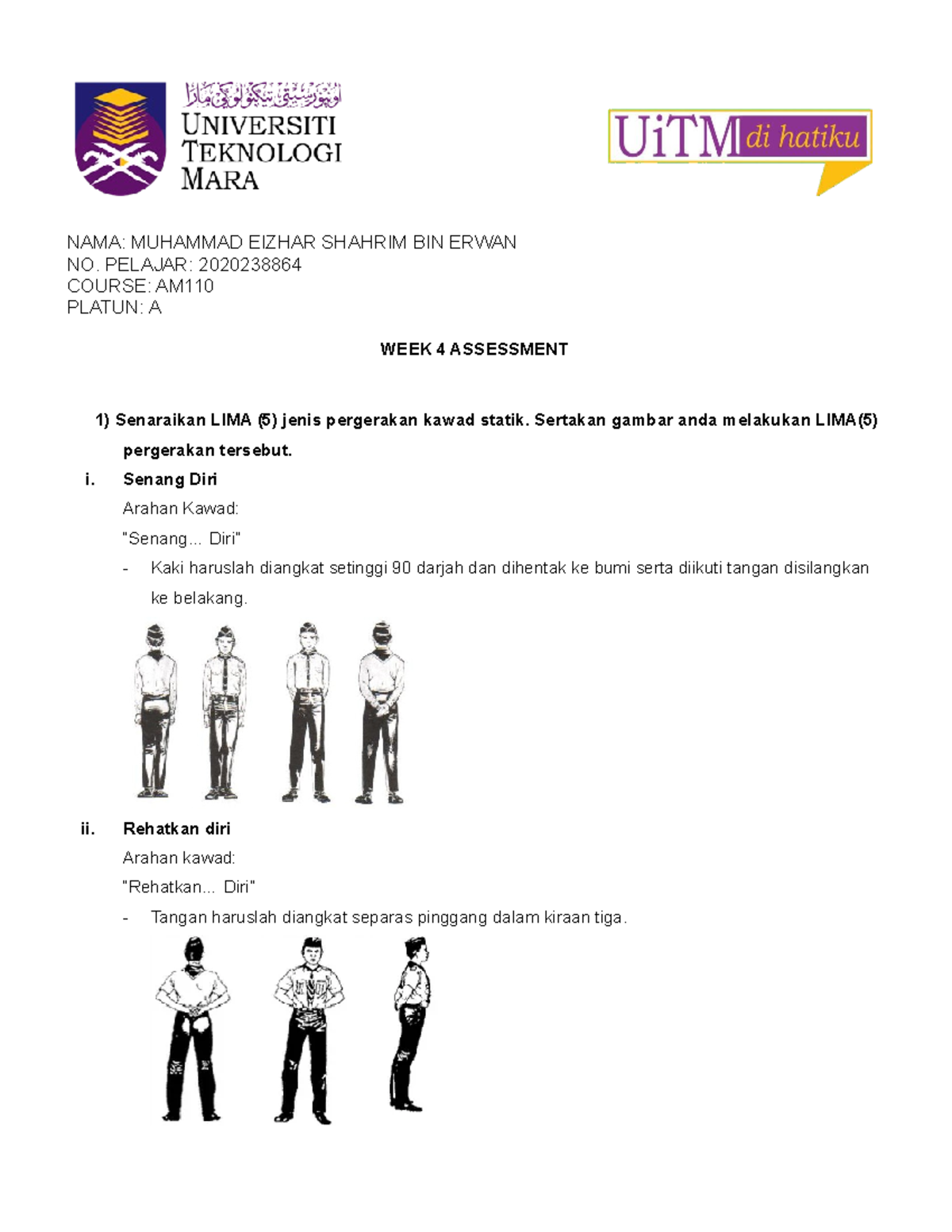 Fourth WEEK Assessment HBU111 - NAMA: MUHAMMAD EIZHAR SHAHRIM BIN ERWAN ...