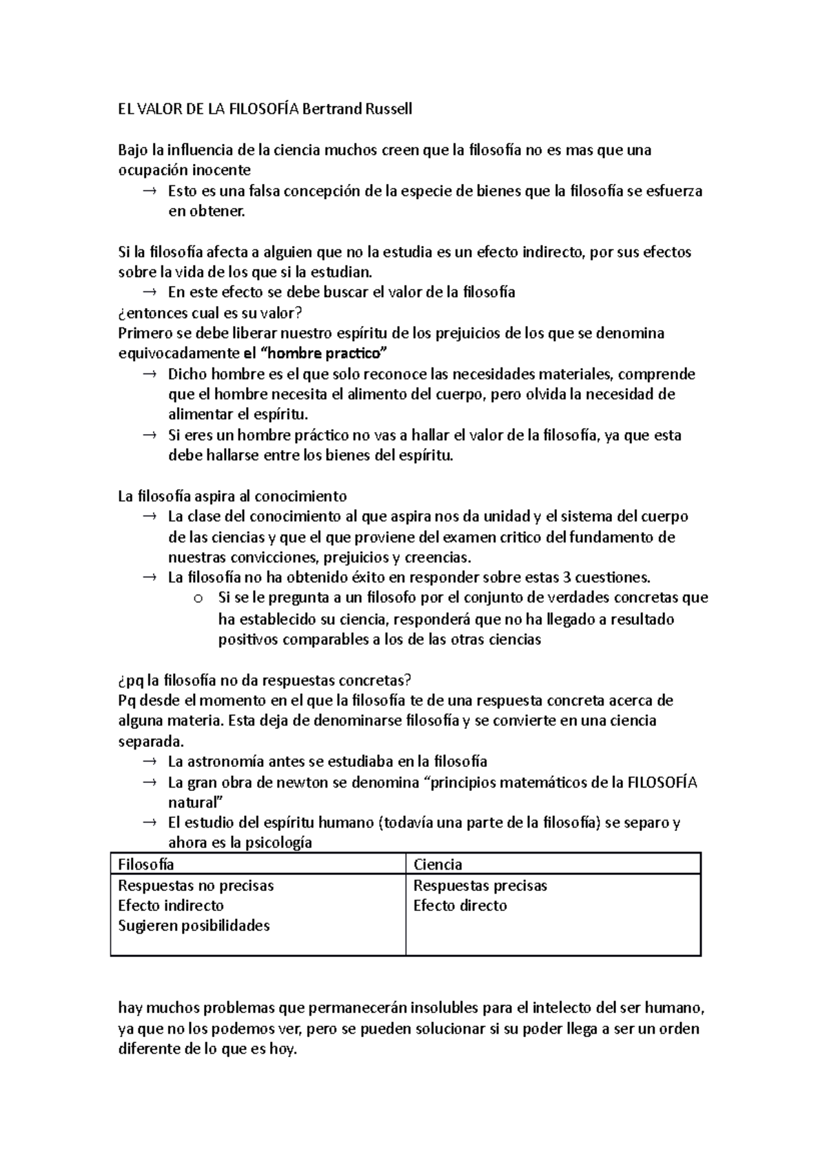 EL Valor DE LA FilosofíA y resumen - EL VALOR DE LA FILOSOFÍA Bertrand ...