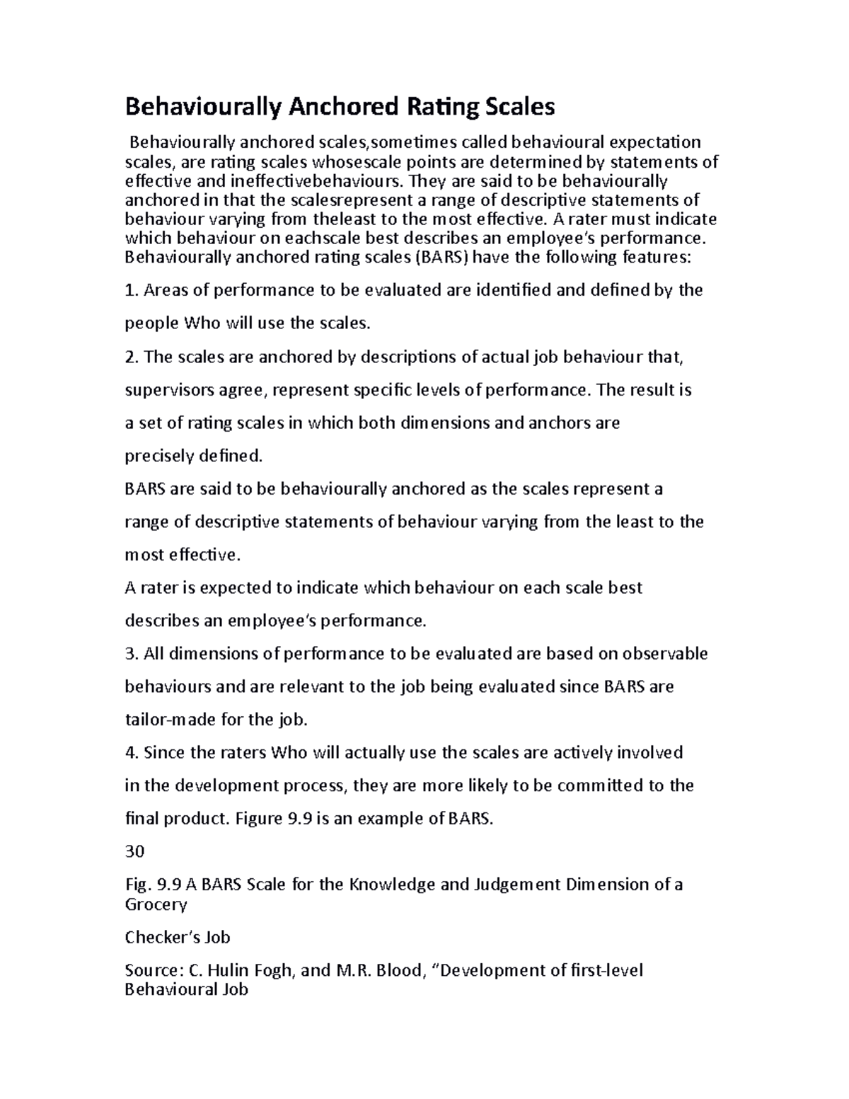 Behaviourally Anchored Rating Scales notes - Behaviourally Anchored ...