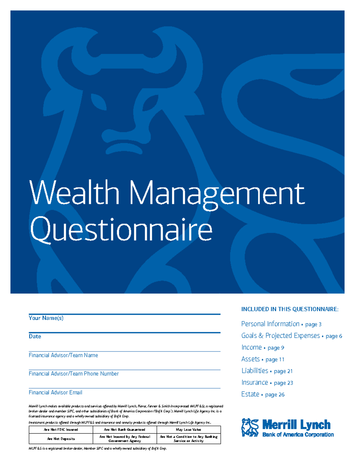 Wealth Outlook Questionnaire - ####### Your Name(s) ####### Date ...