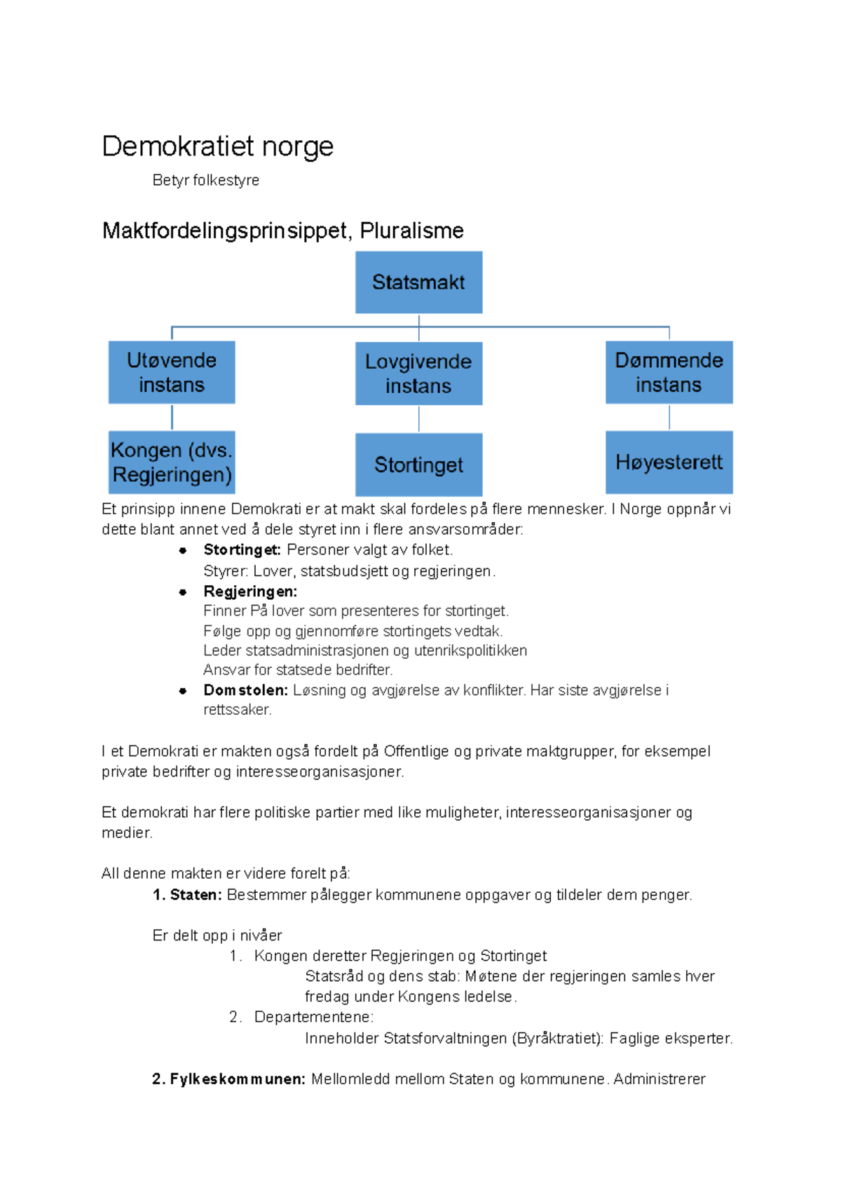 Demokrati og Samfunnstyring, Notater - Demokratiet norge Betyr ...