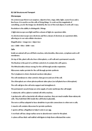 AQA GCSE Biology Brain Notes - The Brain Function and Structure: The ...