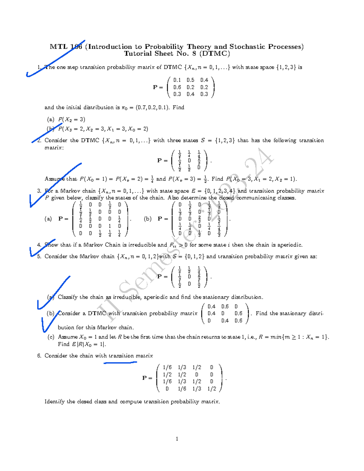Tutsheet 8new - Tutorials - II Semester 2023- MTL 106 (Introduction to Probability Theory and ...