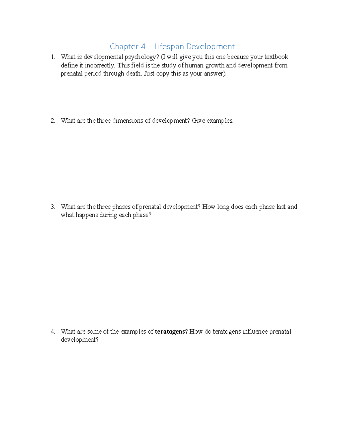 Guiding Questions - Lifespan Development - Chapter 4 – Lifespan ...