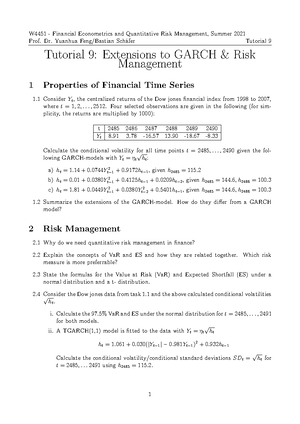 W4451 - Tutorial 3 - Sommersemester - W4451 - Financial Econometrics ...