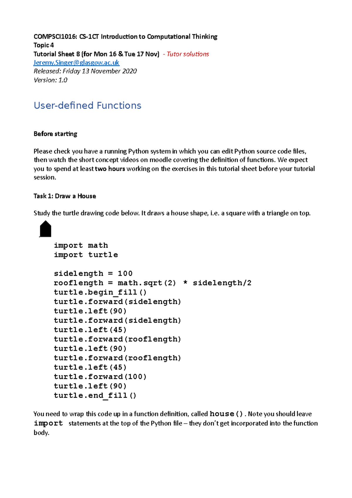 Topic 4 functions-labsheet-solutions WEEK4 - COMPSCI1016: CS-1CT ...