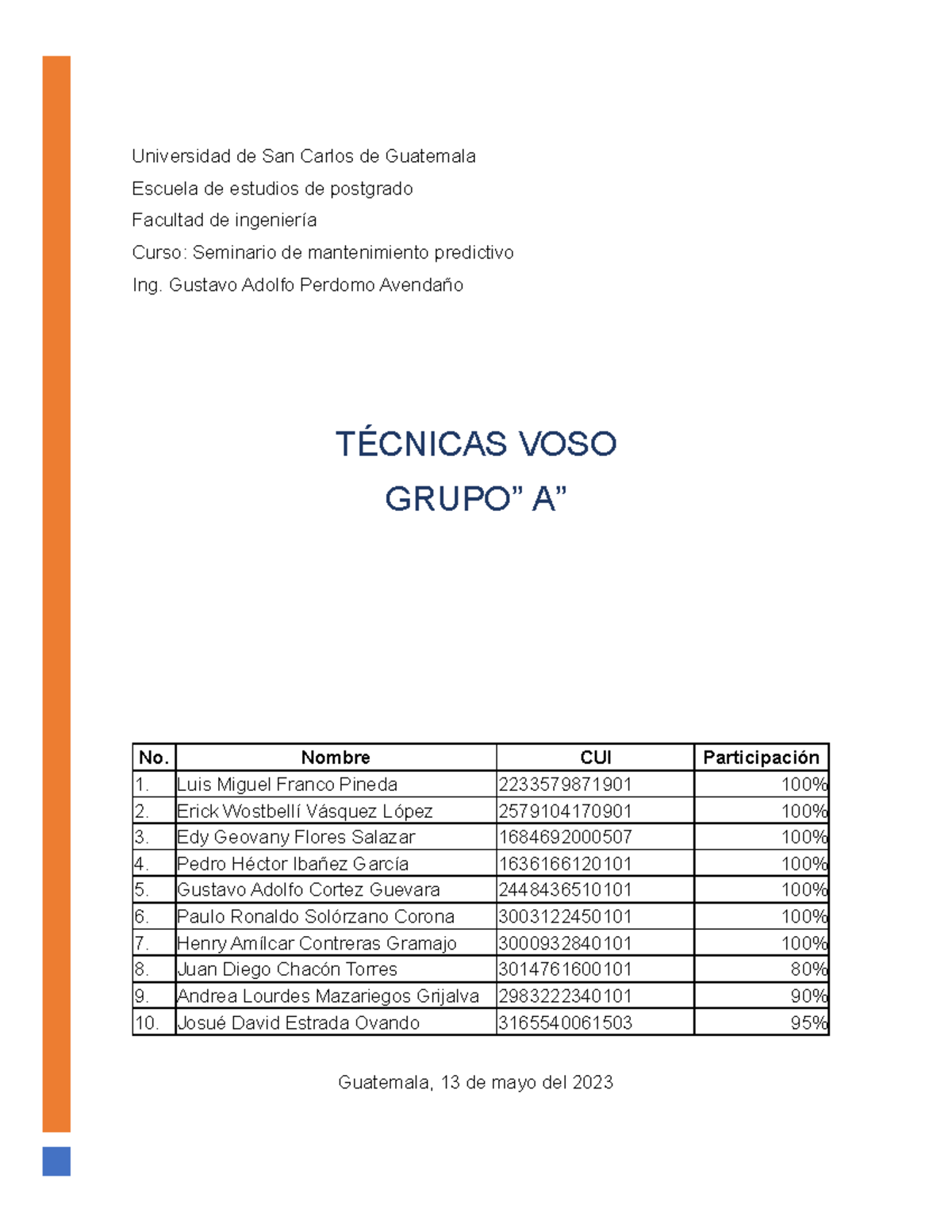 Tecnica VOSO informe - Universidad de San Carlos de Guatemala Escuela ...