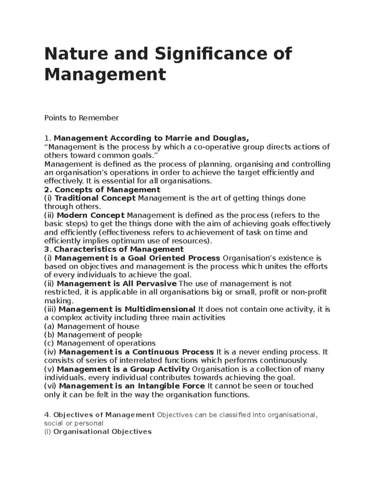 Document (13) - Nature and Significance of Management - Nature and ...