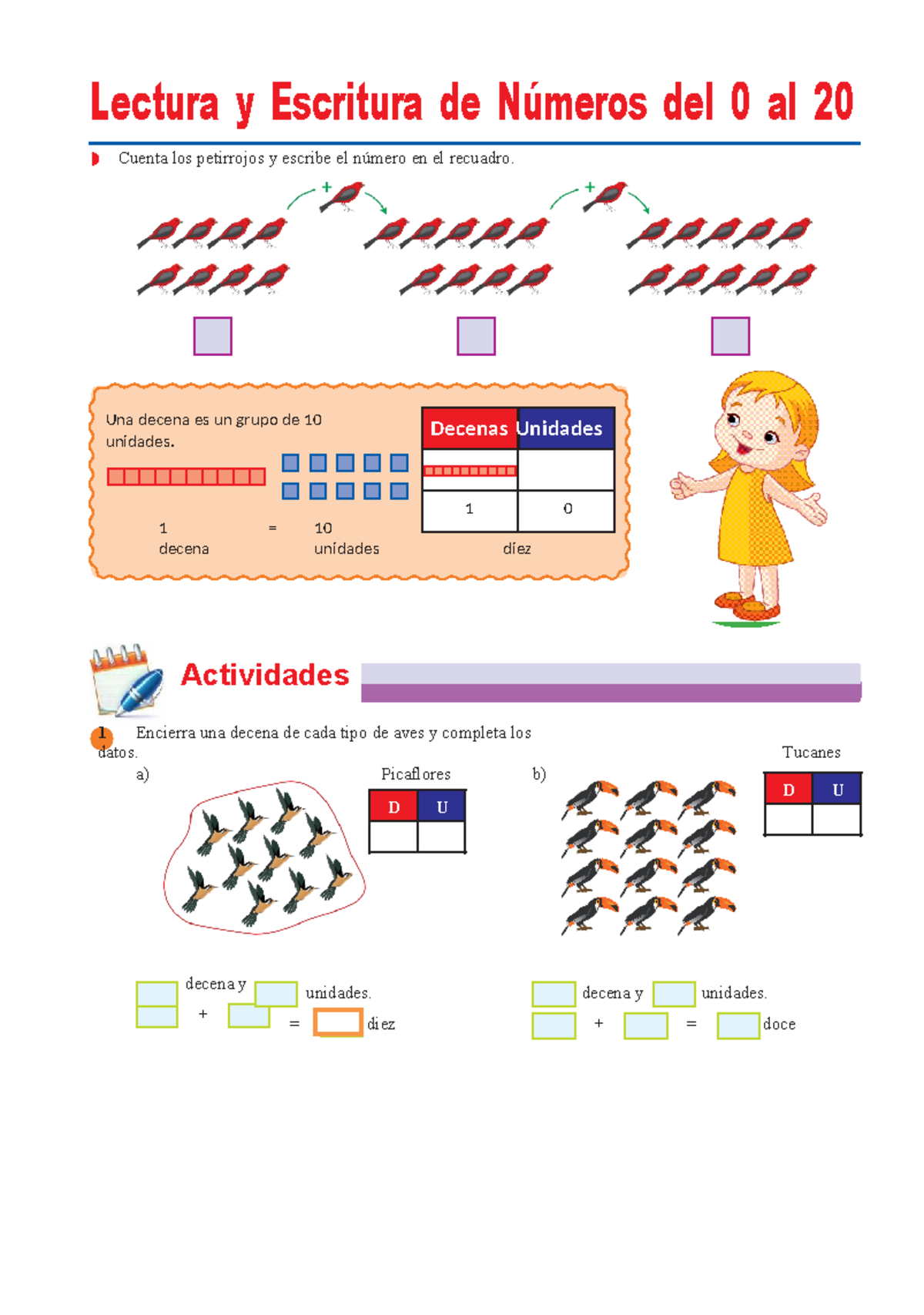 Lectura y Escritura de Números del 0 al 20 - Actividades ####### 1 ...