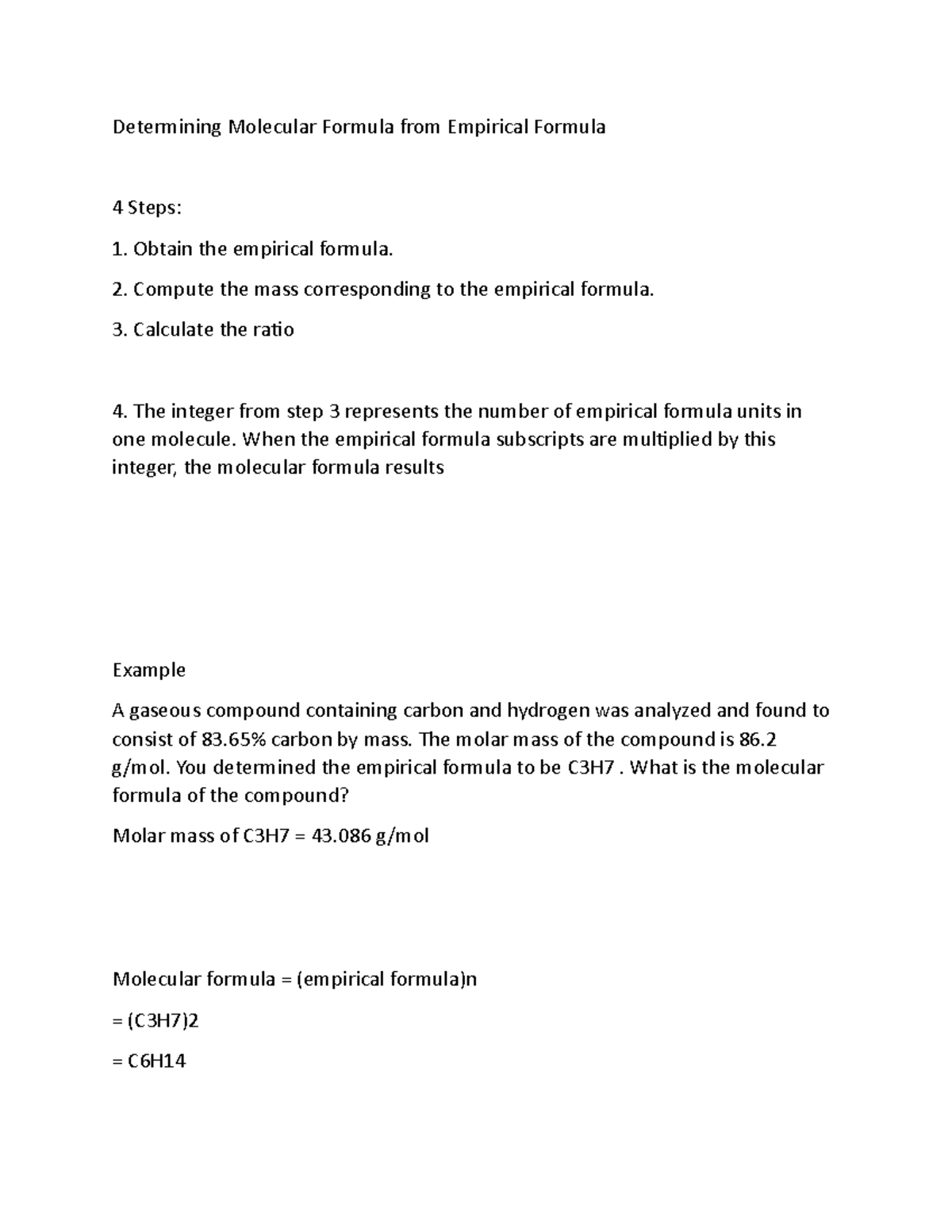 161 - Determining Molecular Formula from Empirical Formula ...