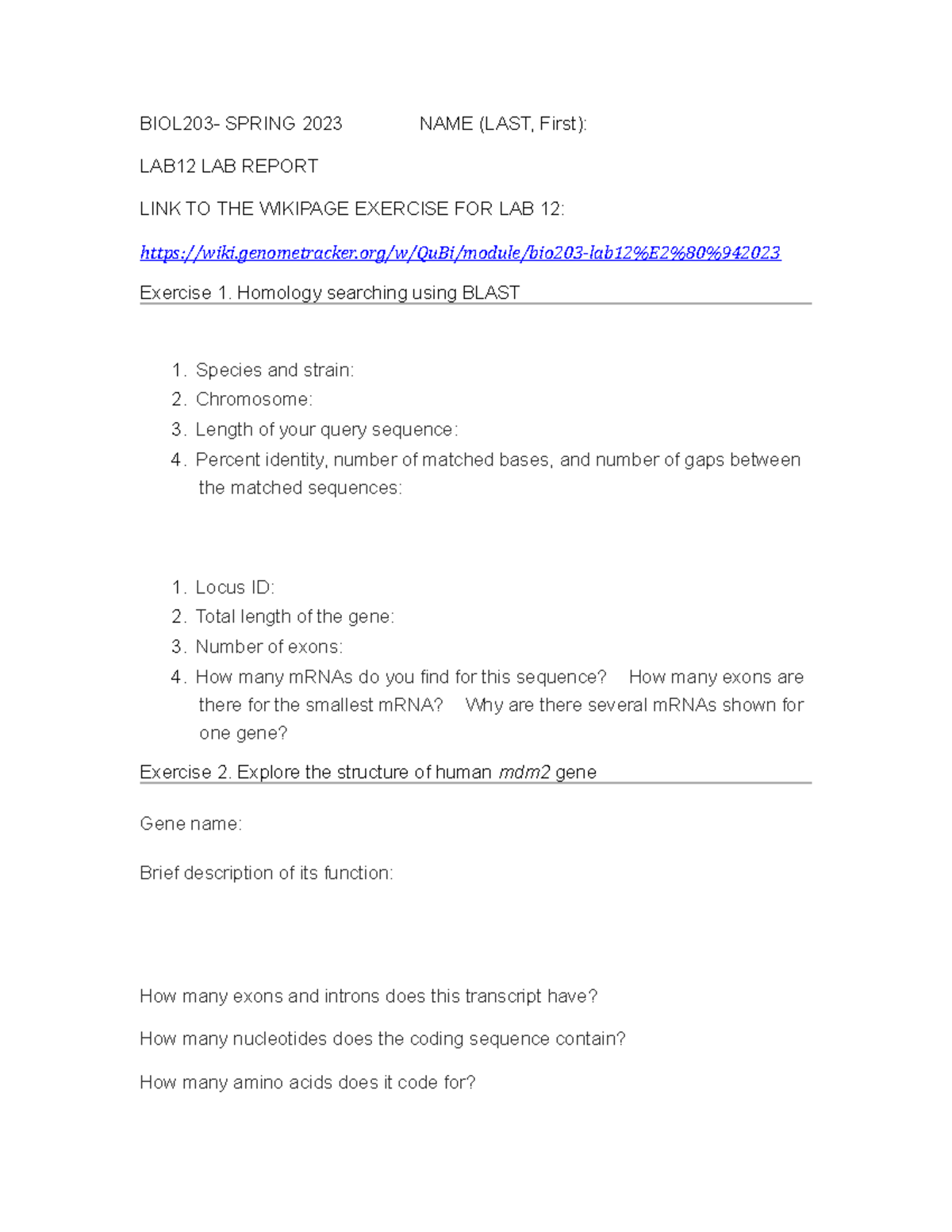 BIOL203-LAB12-template - BIOL203- SPRING 2023 NAME (LAST, First): LAB12 ...