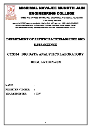 CCS366 Software Testing and Automation Notes - Big Data Analytics - Studocu