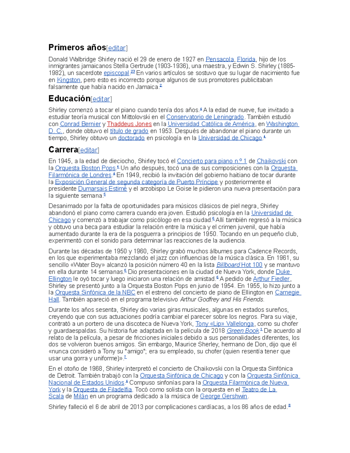 Don shirley - tuc,jv - Primeros años[editar] Donald Walbridge Shirley ...