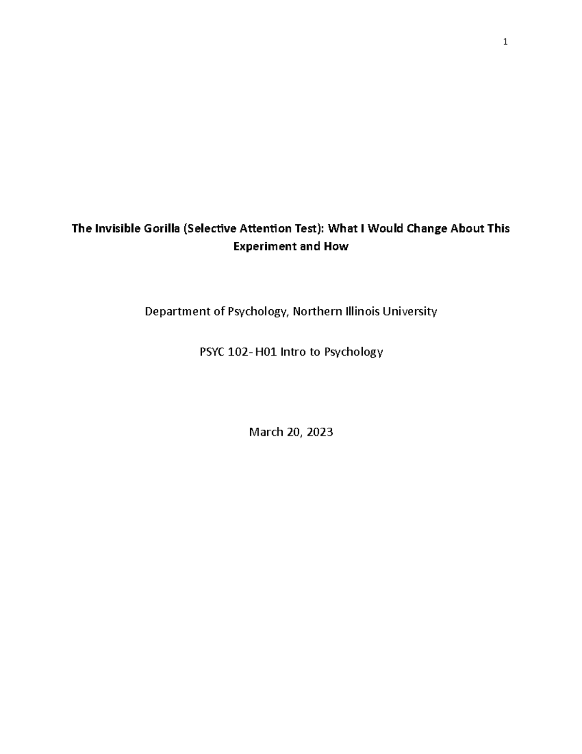 Research paper 1 - The Invisible Gorilla (Selective Attention Test ...