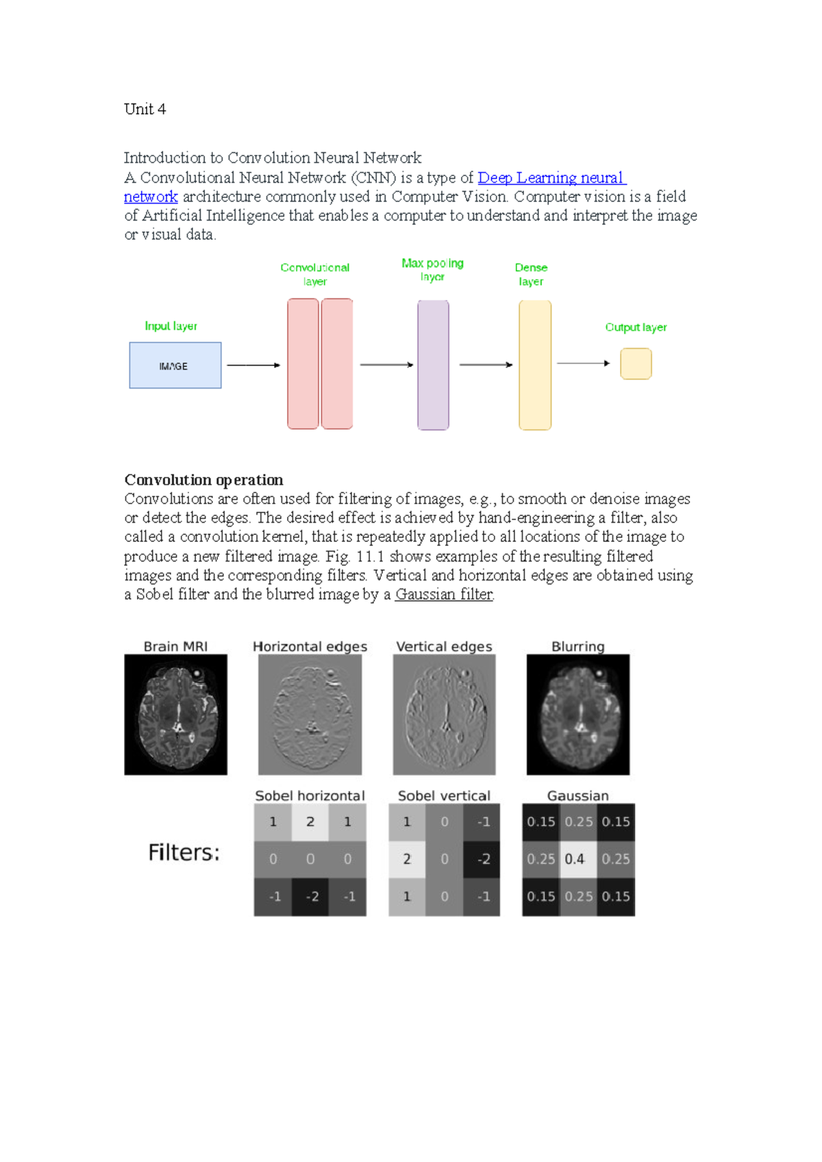 Unit 4 dl - deep learning - Unit 4 Introduction to Convolution Neural ...