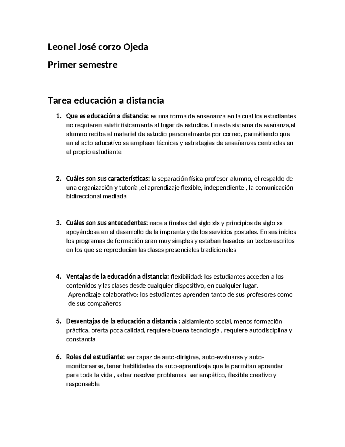 Eduacion a distancia leonel jose - Leonel José corzo Ojeda Primer ...