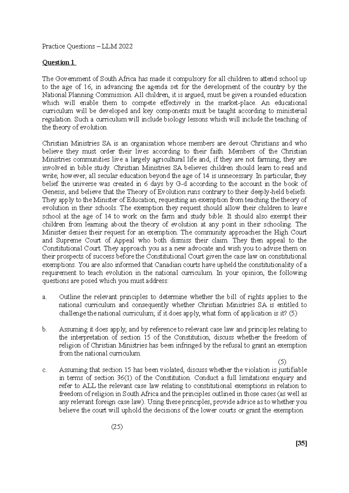 Practice Questions LLM 2022 - Practice Questions – LLM 2022 Question 1 ...