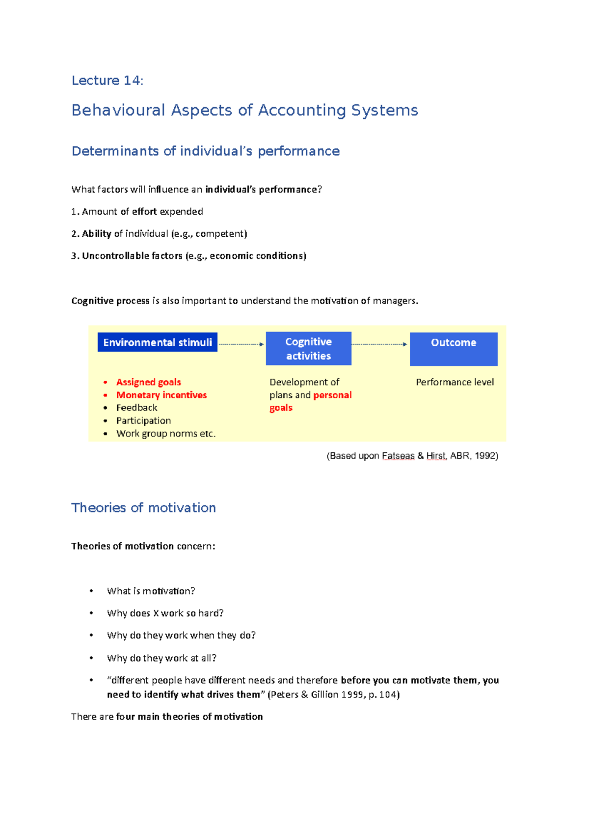 Lecture 14 - Behavioural Aspects of Accounting Systems - Lecture 14 ...
