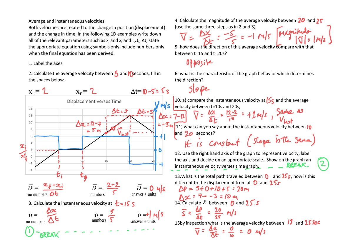 Worksheet 2-solutions - Calculate the magnitude of the average velocity ...