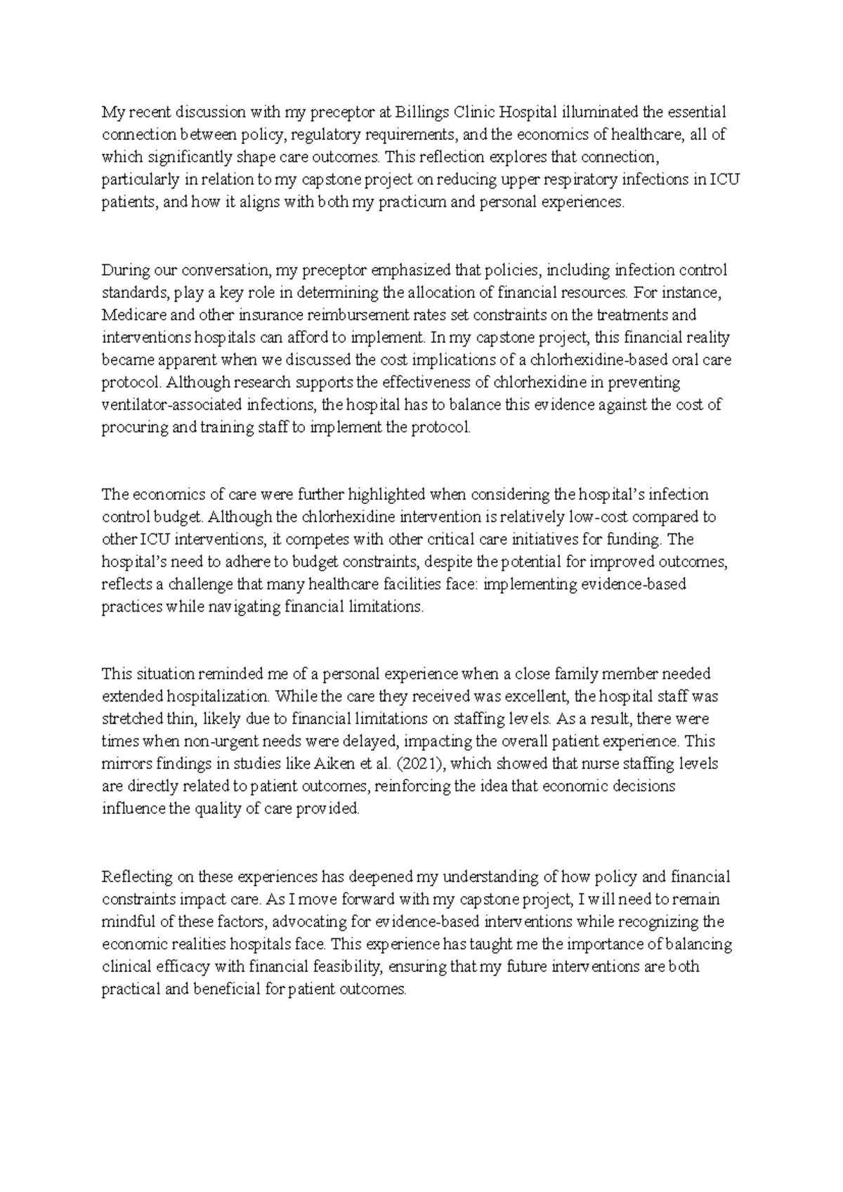 Benchmark Reflective journal - My recent discussion with my preceptor ...