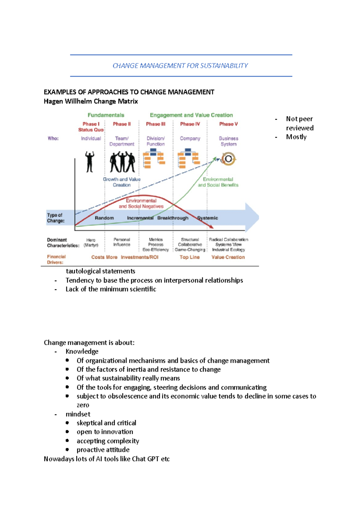 Change Management FOR Sustainability - CHANGE MANAGEMENT FOR ...