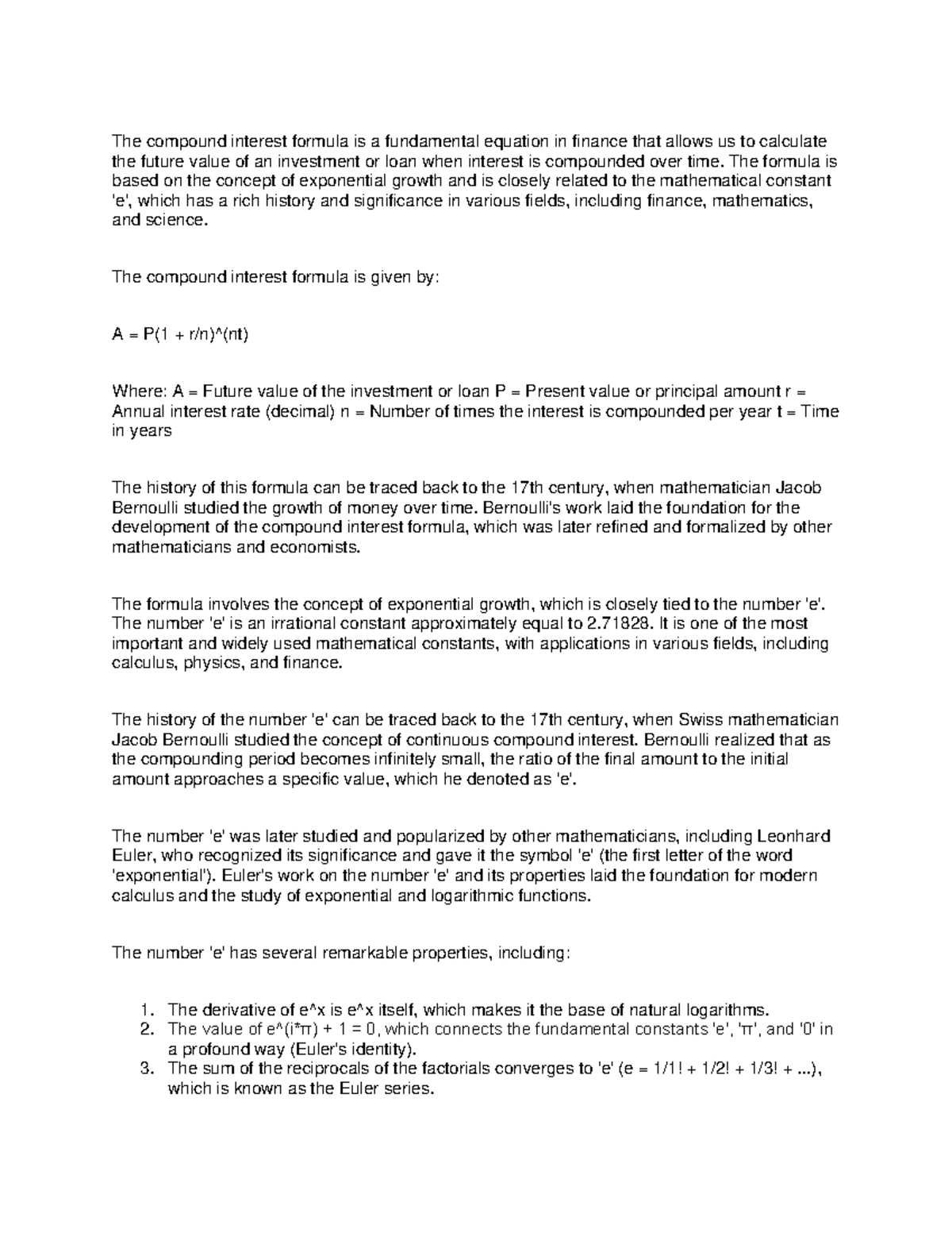 Compound interest - The formula is based on the concept of exponential ...