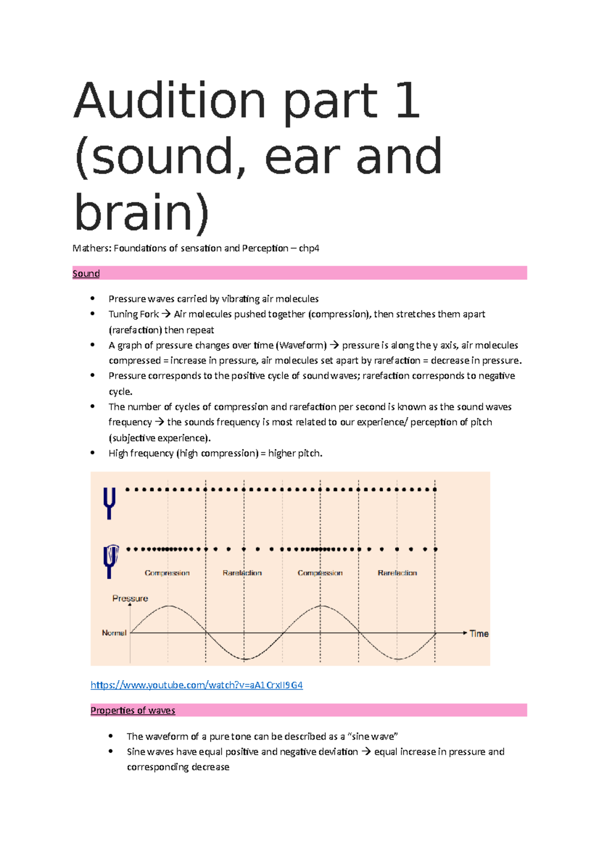 2. Sound, Ear and BRain; Auditory Perception - Audition part 1 (sound ...