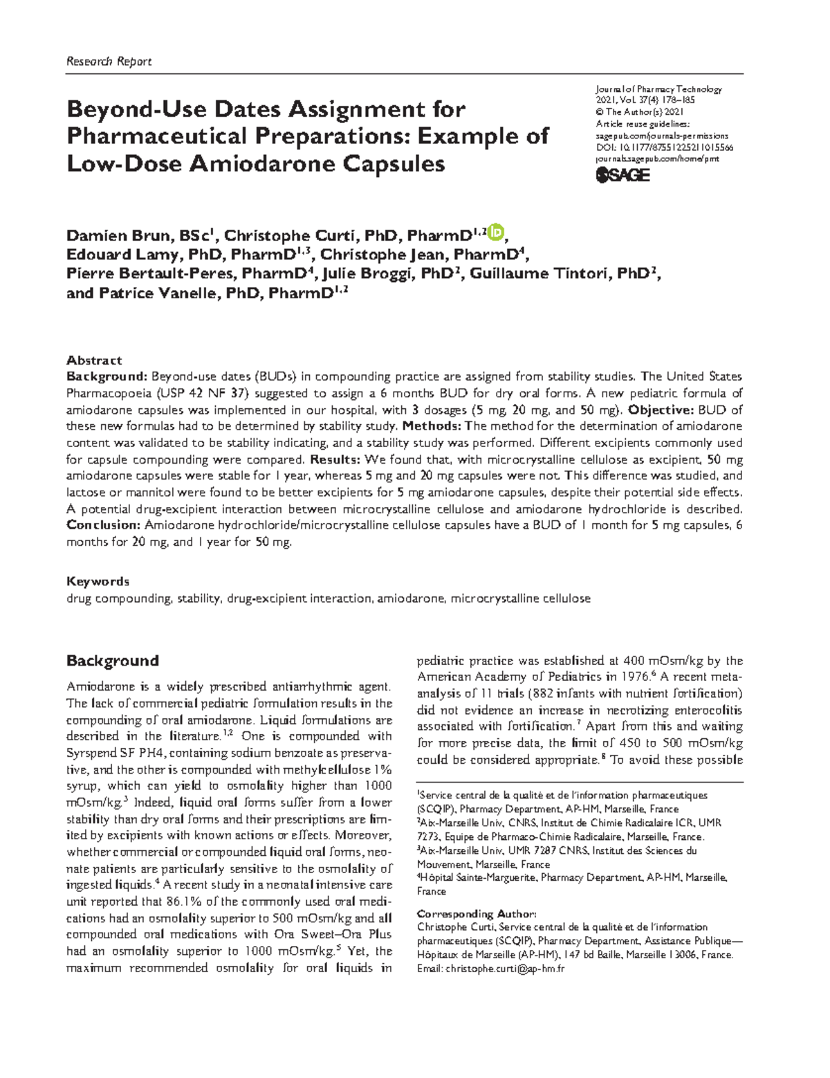 Low dose Amiodarone - doi/10.1177/ Journal of Pharmacy Technology 2021 ...