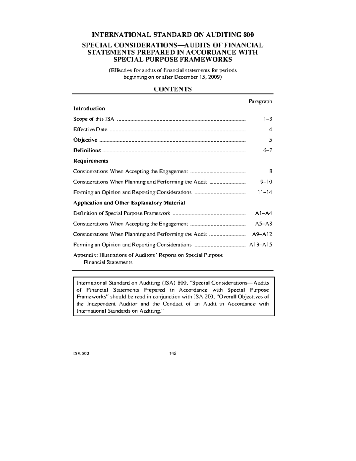 ISA 800. Special Considerations-Audits of Financial Statements Prepared ...