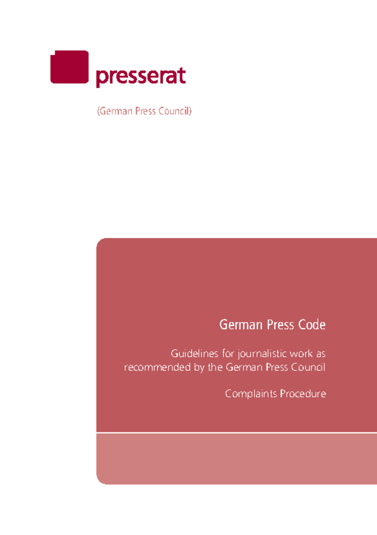 Pressekodex 2017 english - German Press Code Guidelines for ...