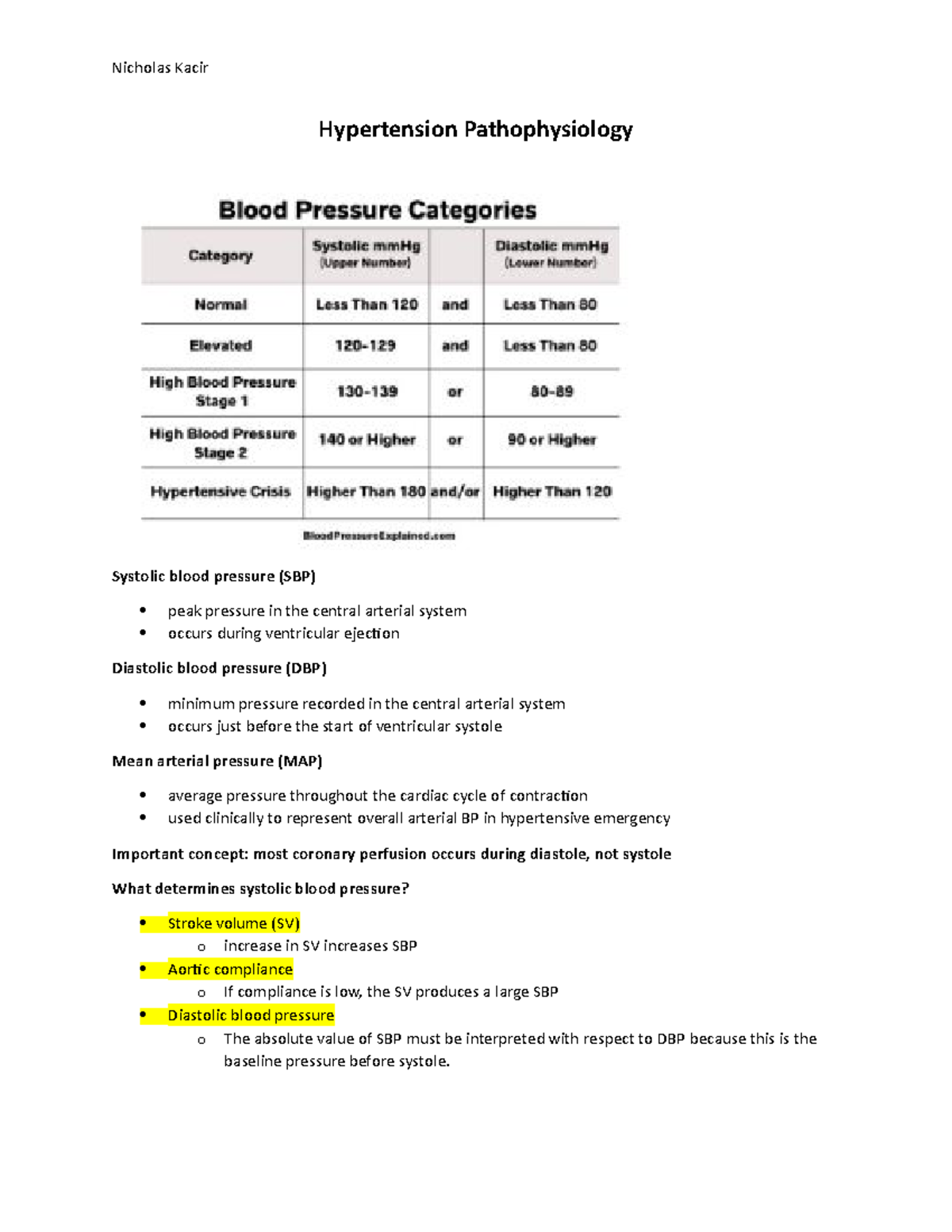 Hypertension Pathophysiology outline - Hypertension Pathophysiology ...