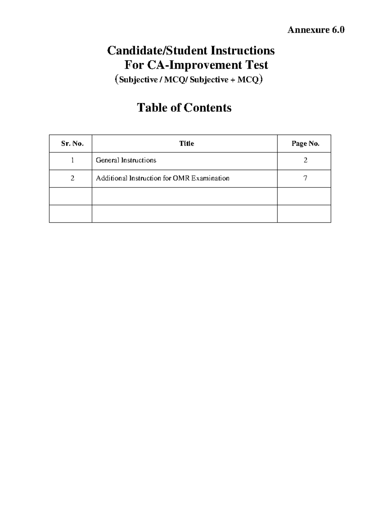 Annexure 6.0 Candidate Instructions - Annexure 6. Candidate/Student ...