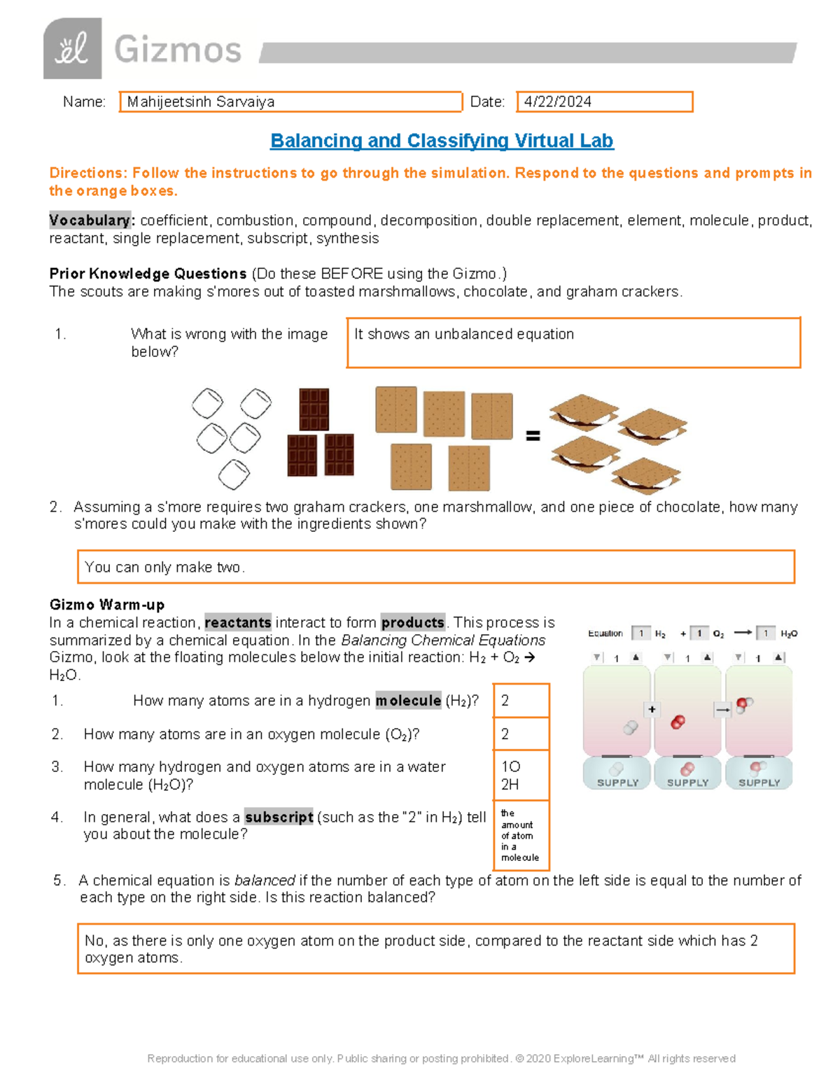 Balancing and Classifying Virtual Lab - Name: Mahijeetsinh Sarvaiya ...