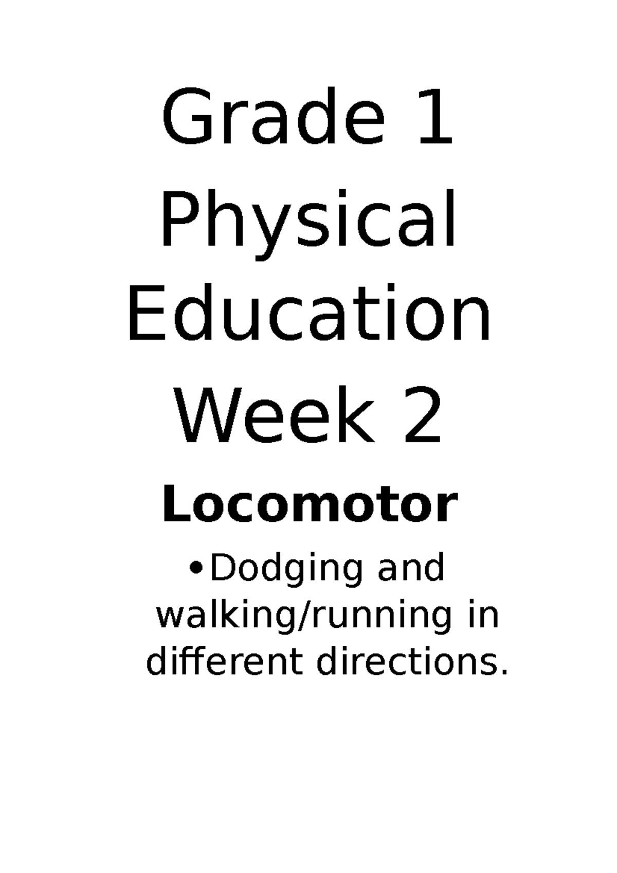 PT Lesson Week 2 - SUMMARIES INCLUDED - Grade 1 Physical Education Week ...