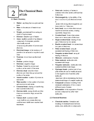 CH.2B, Chemistry Comes Alive Lecture Notes - Chapter 2 Part B Chemistry ...