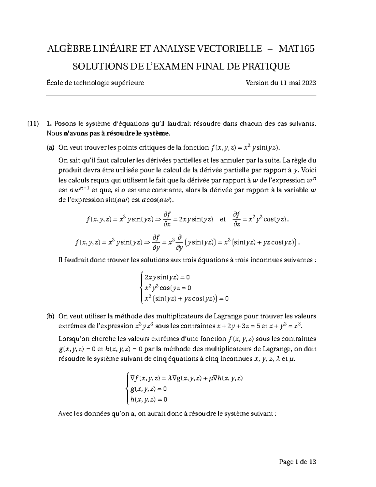 MAT165-solutions du final de pratique-A22 MB - ALGÈBRE LINÉAIRE ET ...