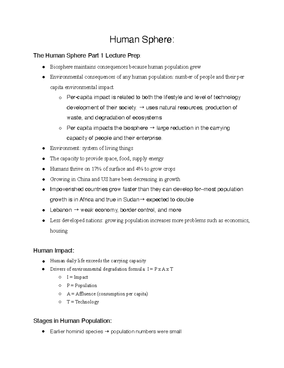 The Human Sphere Lecture Notes + Prep - Human Sphere: The Human Sphere ...