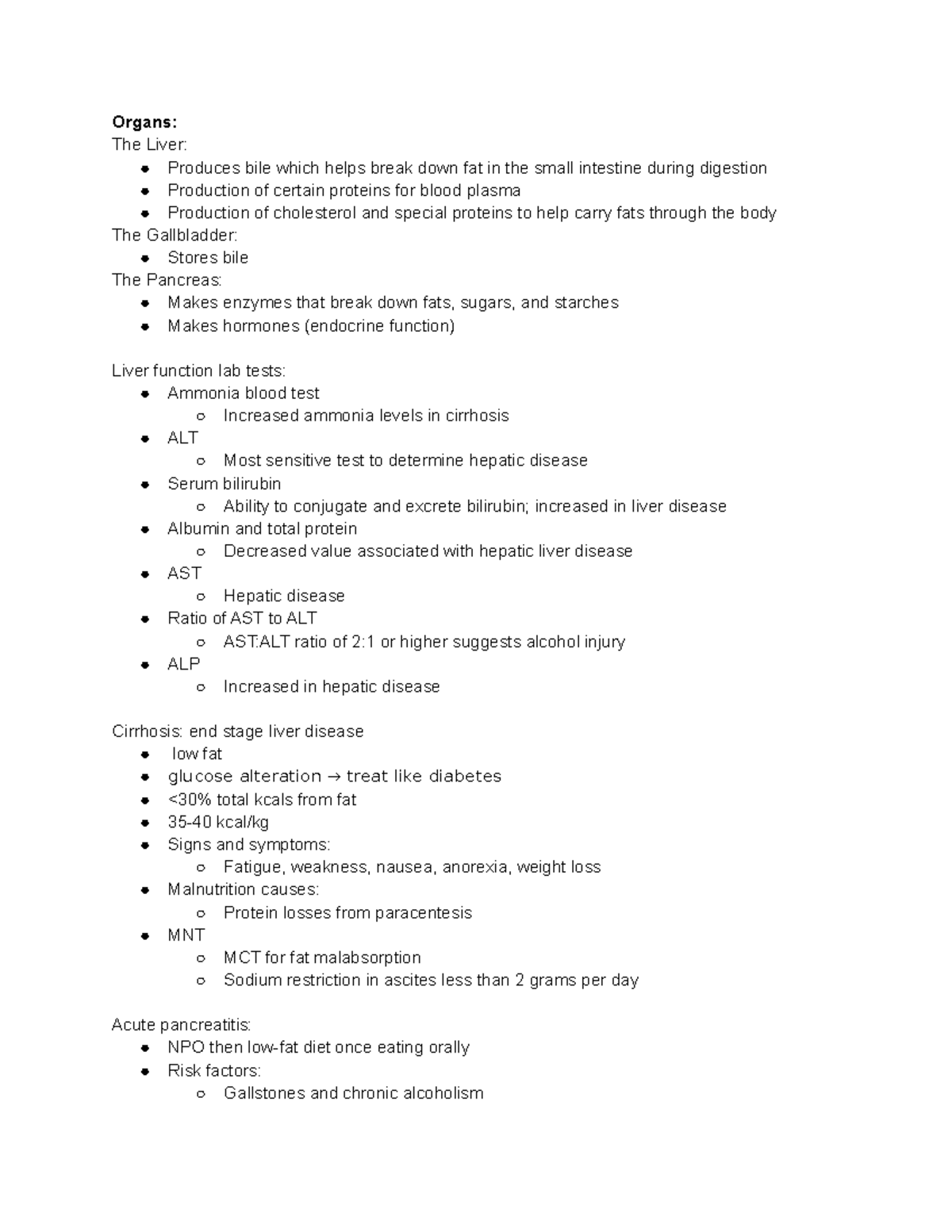 MNT Review - Exam 3 - Organs: The Liver: Produces bile which helps ...