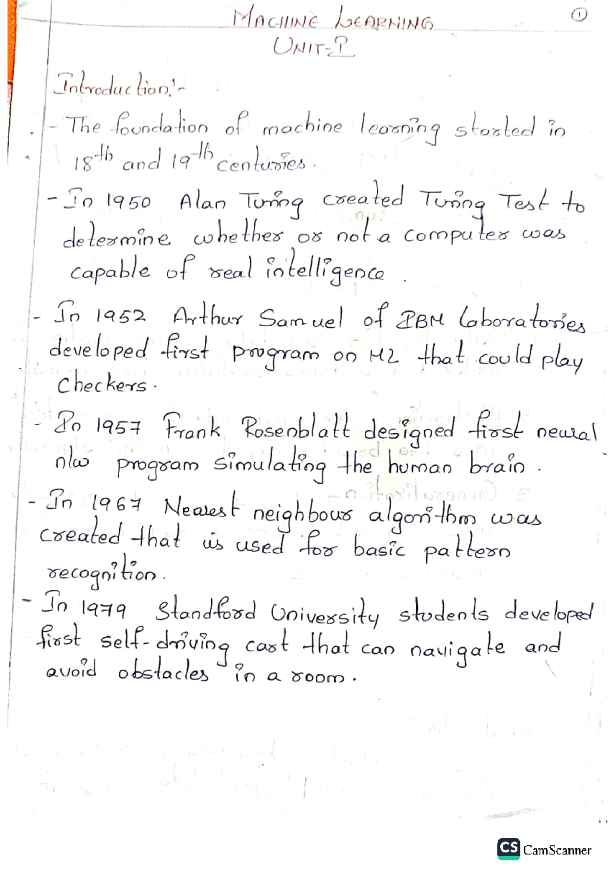 Machine learning unit 1 - COMPUTER SCIENCE ENGINEERING - Studocu