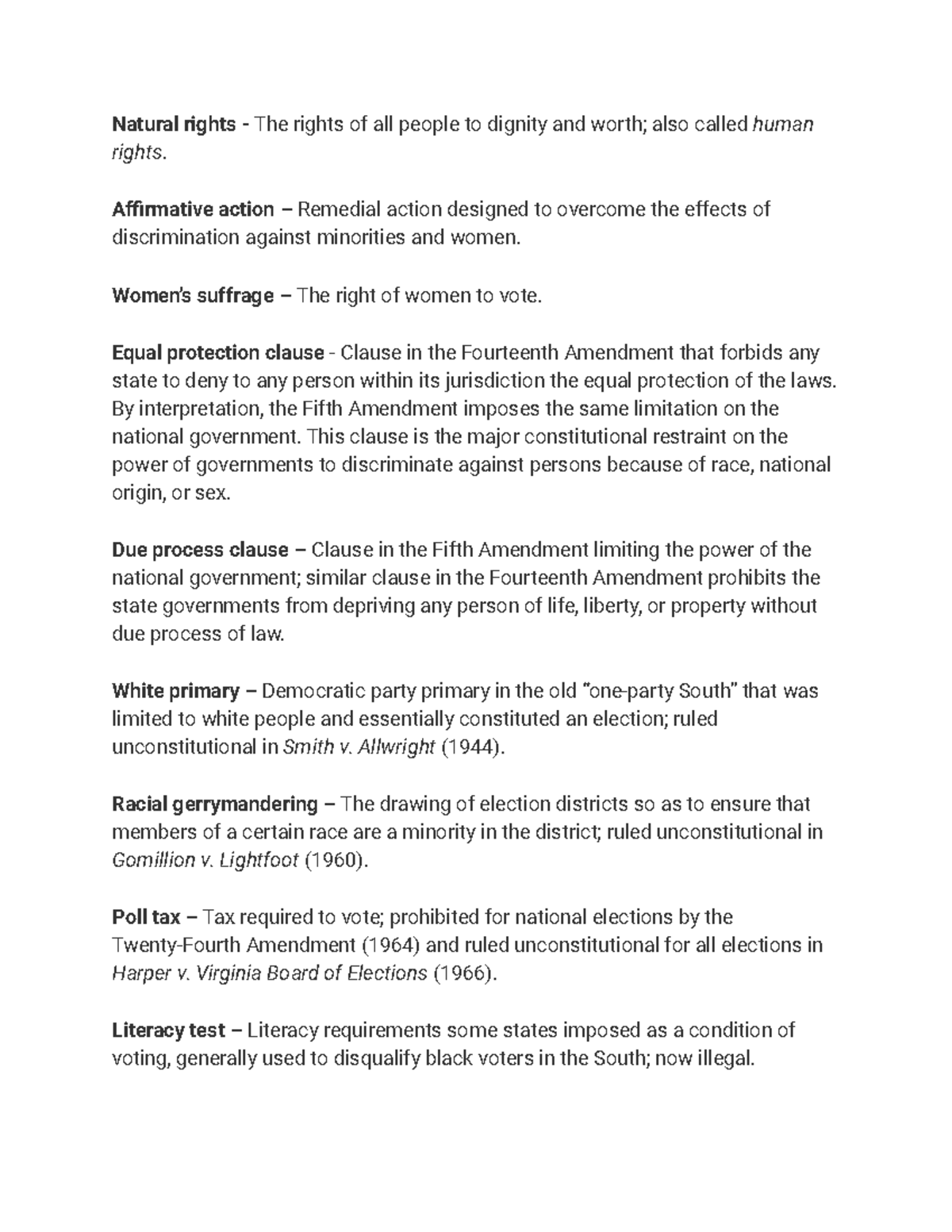 Chapter 17 Equal Rights under the Law - Natural rights - The rights of ...