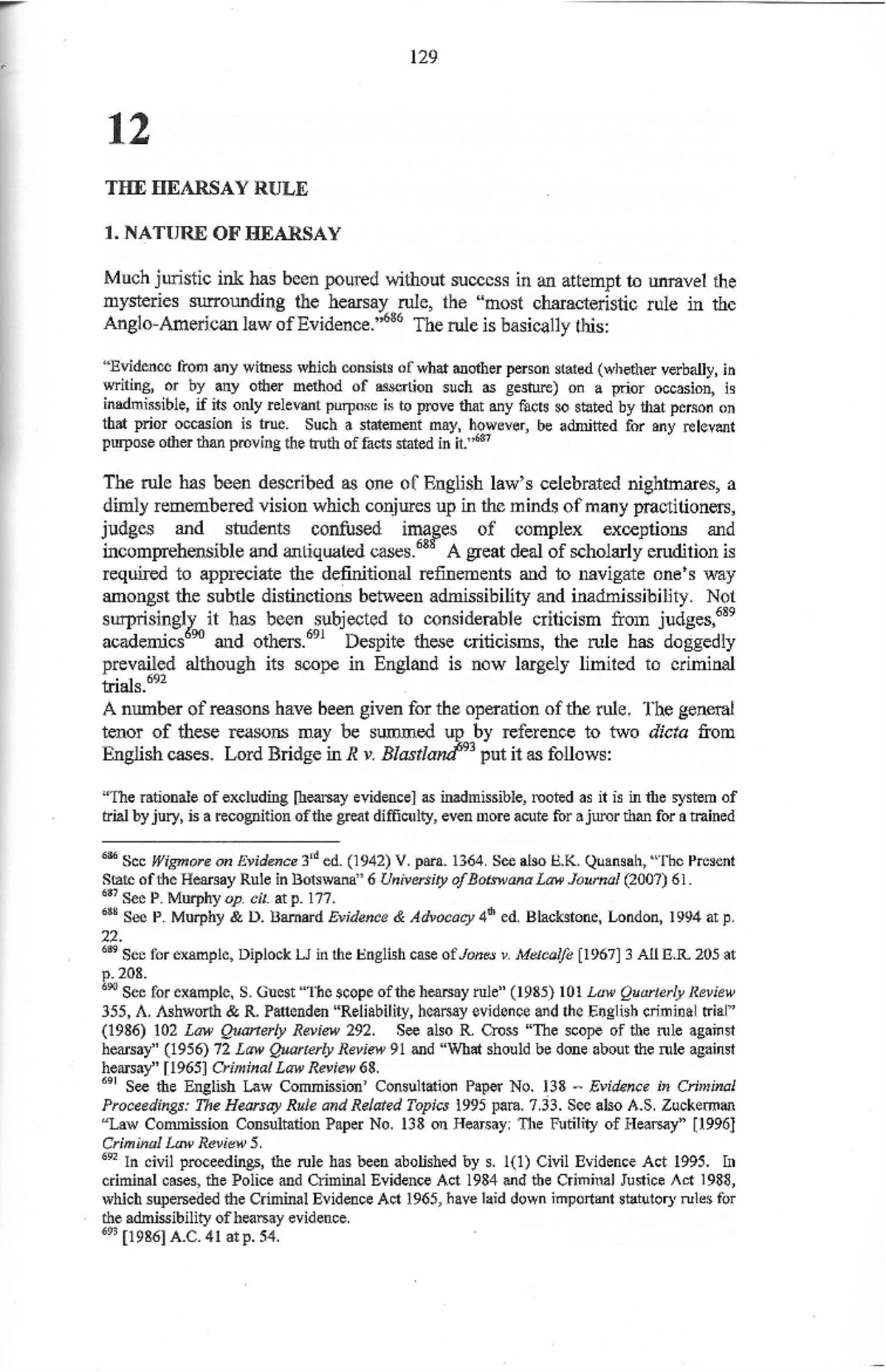 Chapter 12-The hearsay rule - 129 12 THE HEARSAY RULE 1. NATURE OF ...