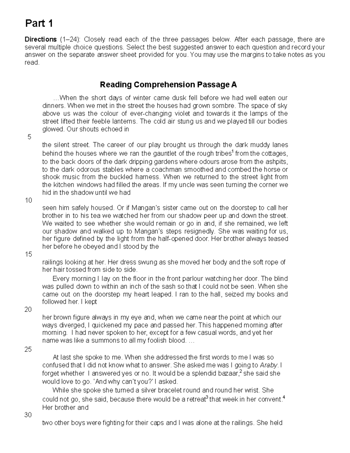 Anisa White - june 2016 multiple choice - Part 1 Directions (1–24): Closely read each of the ...